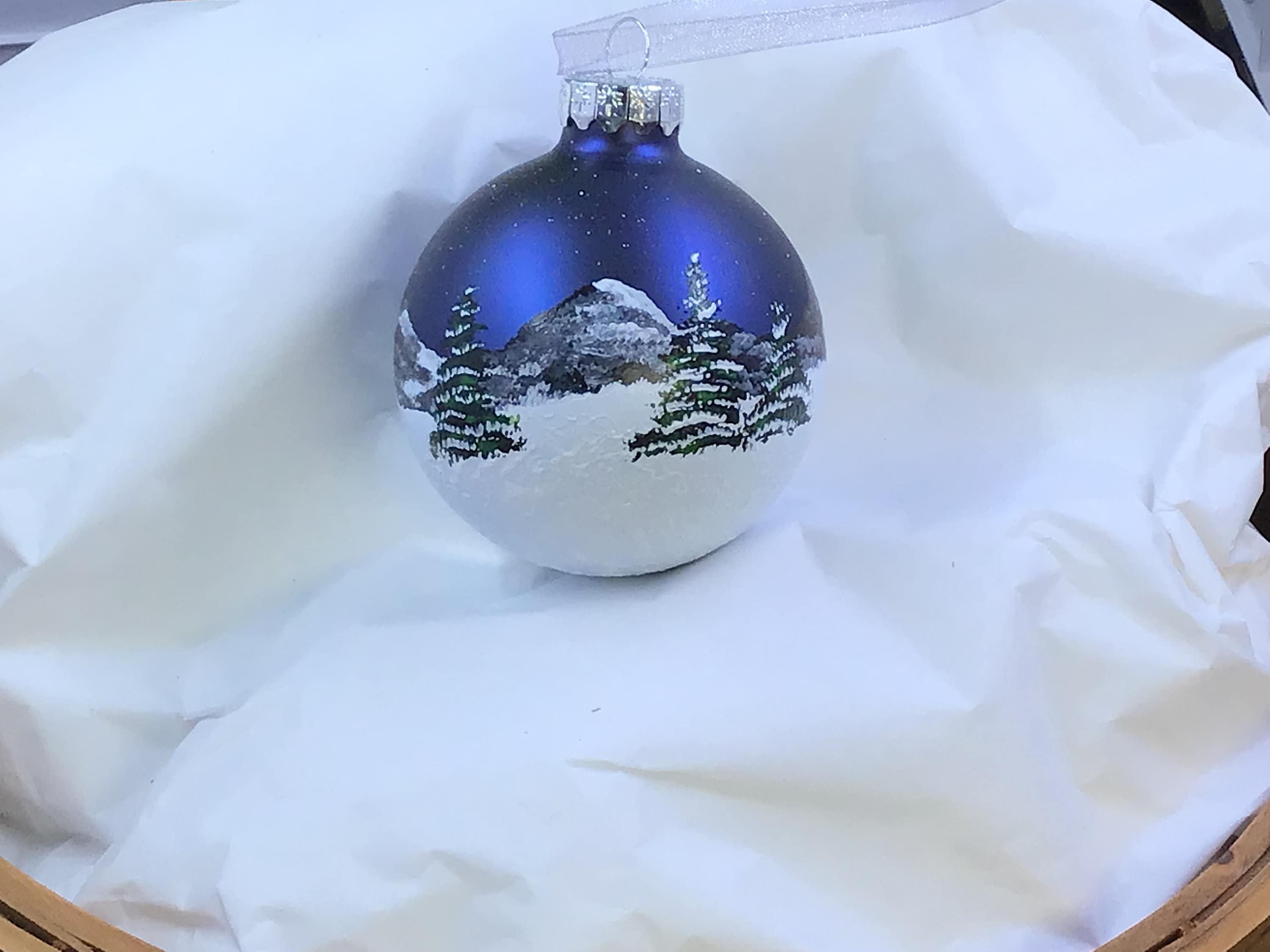 Painted Glass Ornaments Snowy Winter Mountain Scene Hand - Etsy UK