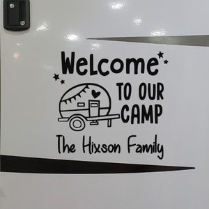 Welcome to Our Camp Vinyl Decal, Personalized Camping Rv Decal - Vinyl ...