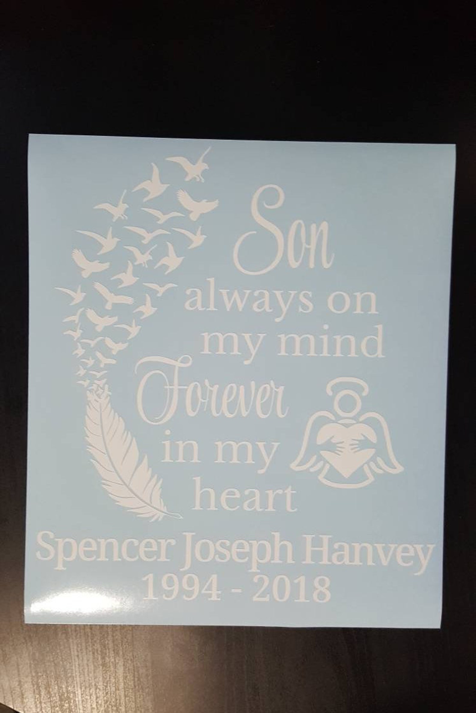 Son Forever in My Heart Memorial Decal Personalized Son Always on My ...