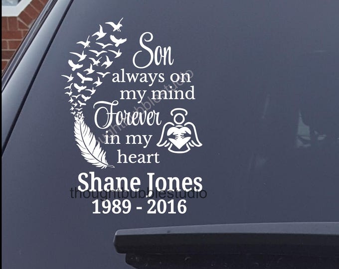 In Loving Memory Vinyl Decal, Customized Name and Date Sticker, Tribute ...
