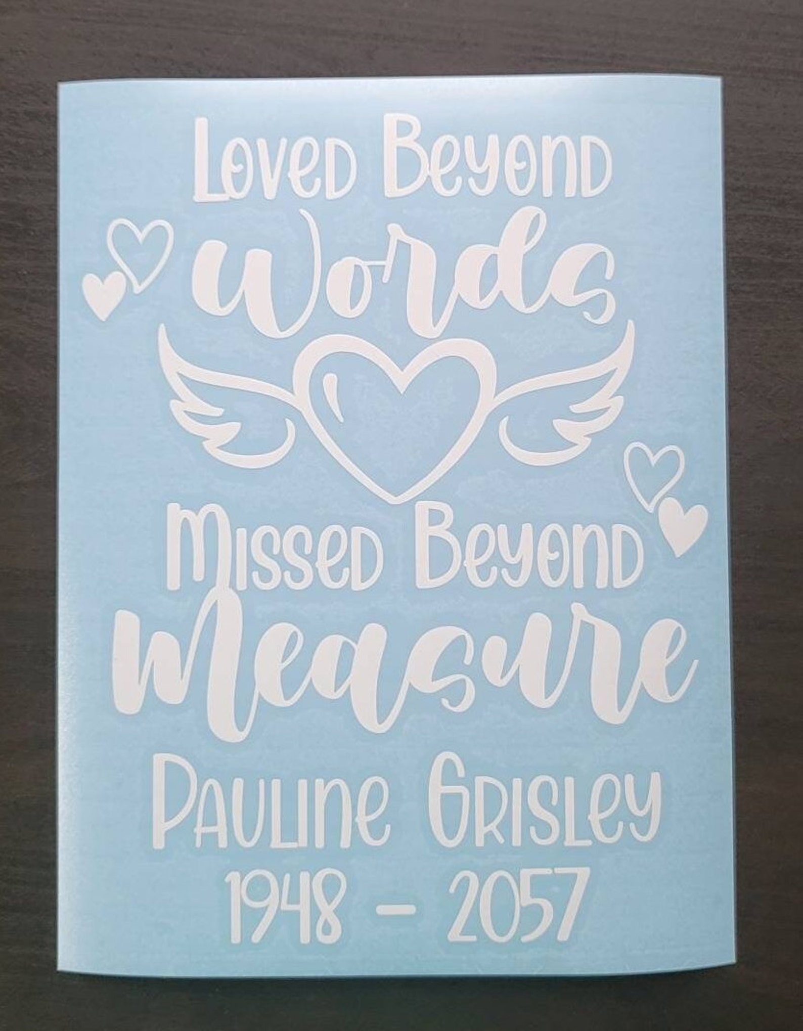 Loved Beyond Words, Missed Beyond Measure Car Decal Memorial Car Decal ...