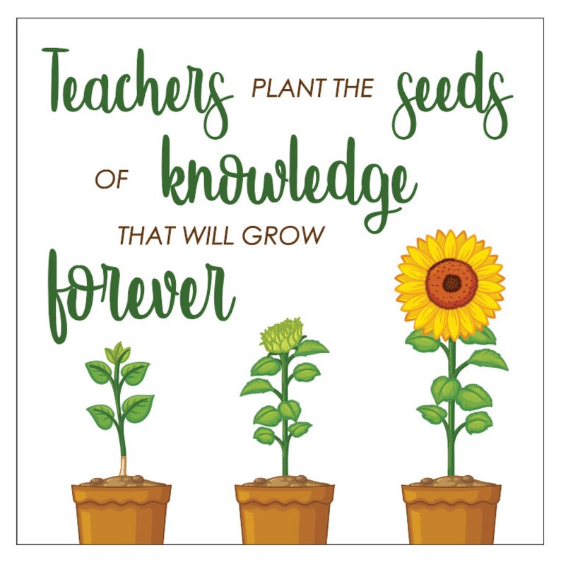 Teacher Appreciation Tags Plant the Seeds of Knowledge Quote | Etsy