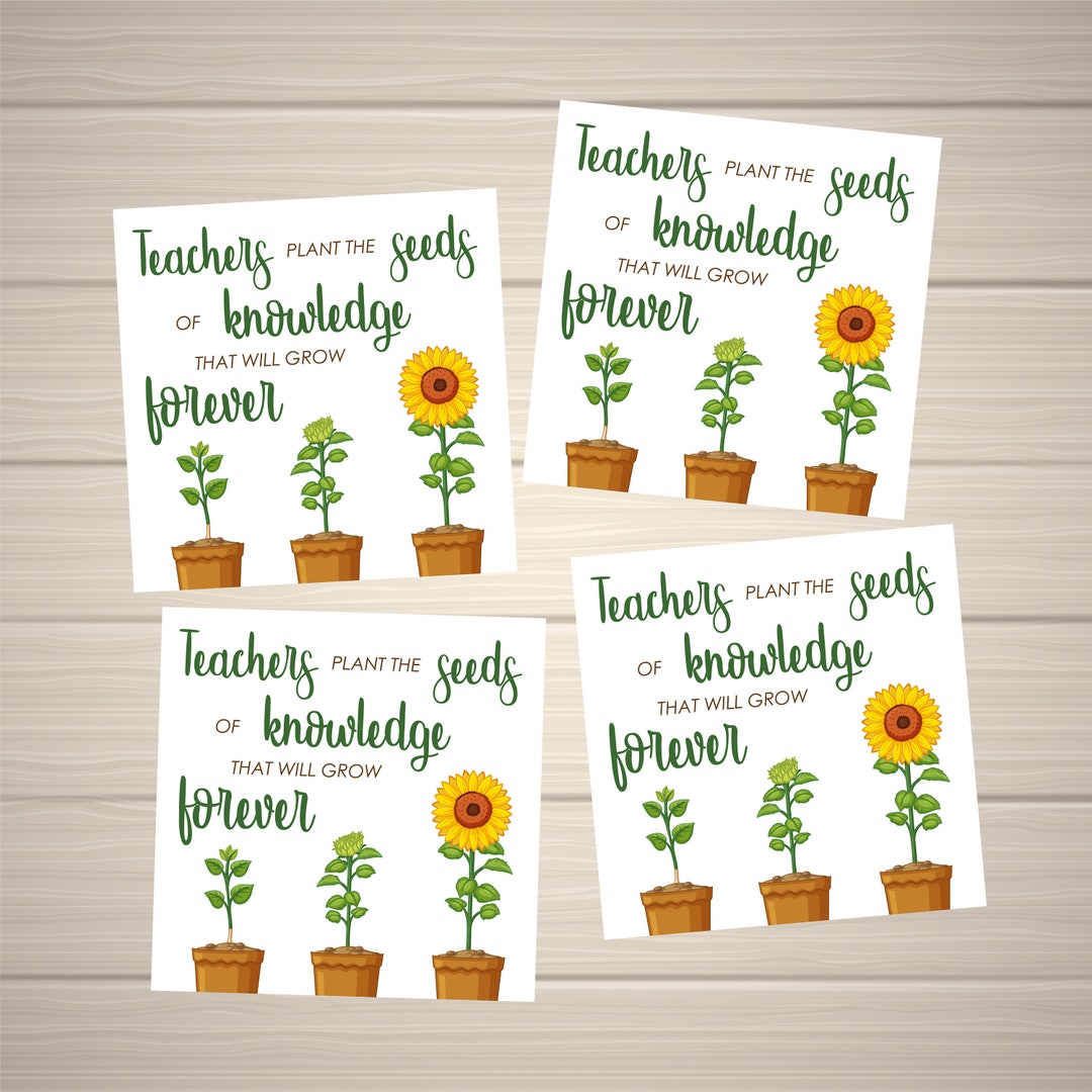 Teacher Appreciation Tags - Plant the Seeds of Knowledge Quote - Green ...