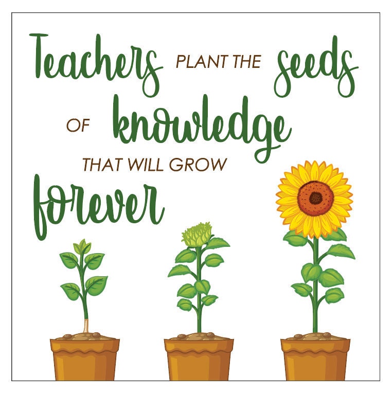 Teacher Appreciation Tags - Plant the Seeds of Knowledge Quote - Green ...