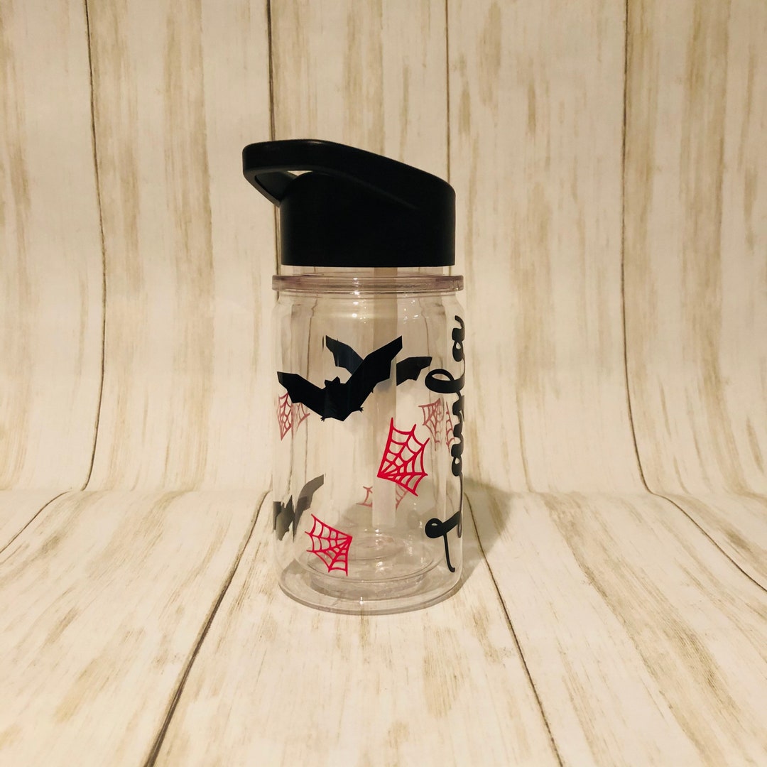 Halloween Themed Water Bottle, Pink Halloween Decor, Bat Cup, Kids ...