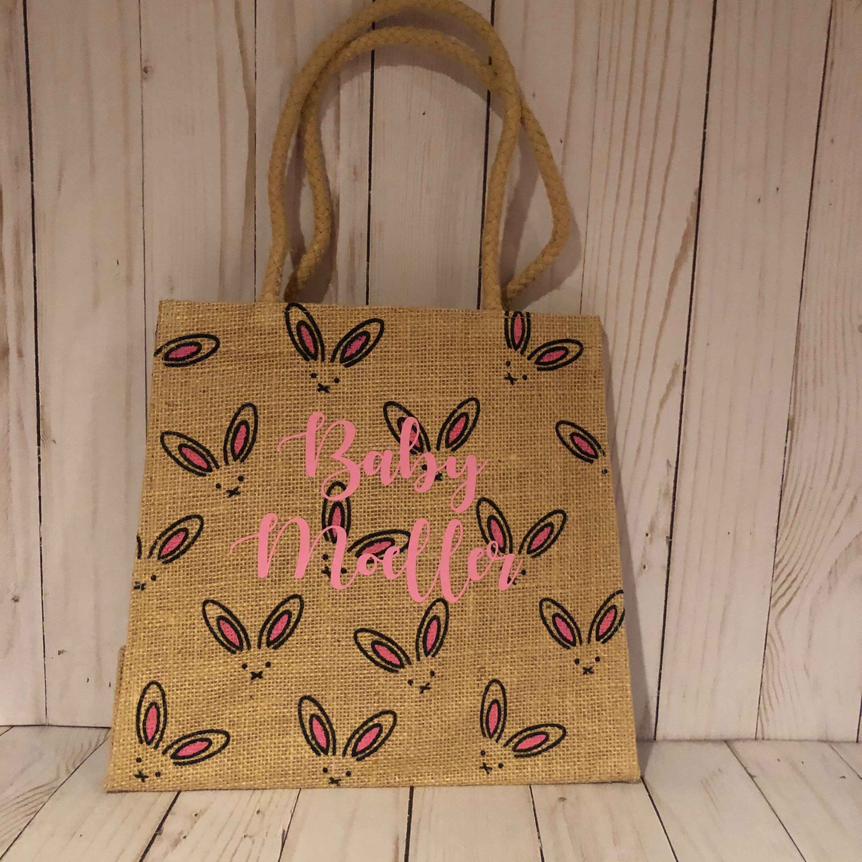 Personalized Easter Bag, Kids Egg Hunt Bag, Personalized Bunny Basket ...