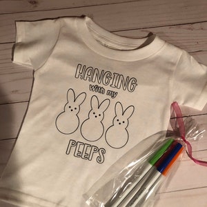 Easter Coloring Shirt Coloring Page T-Shirt Hanging with my | Etsy