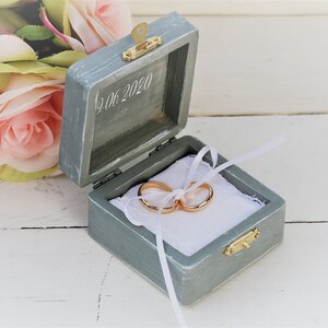 Monogrammed Grey Wedding Ring Box: Romantic Wooden Keepsake - Etsy