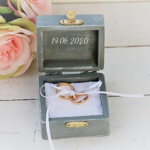 Monogrammed Grey Wedding Ring Box: Romantic Wooden Keepsake - Etsy