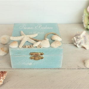 Beach Wedding Theme Ring Bearer Box,ring Box Personalized With Names ...