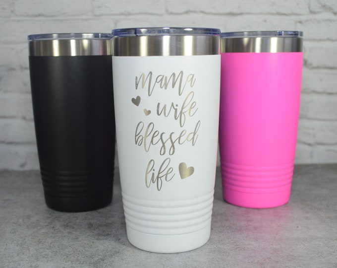 Personalized Mom Life Insulated Tumbler Mom Wife Coffee Mug Blessed