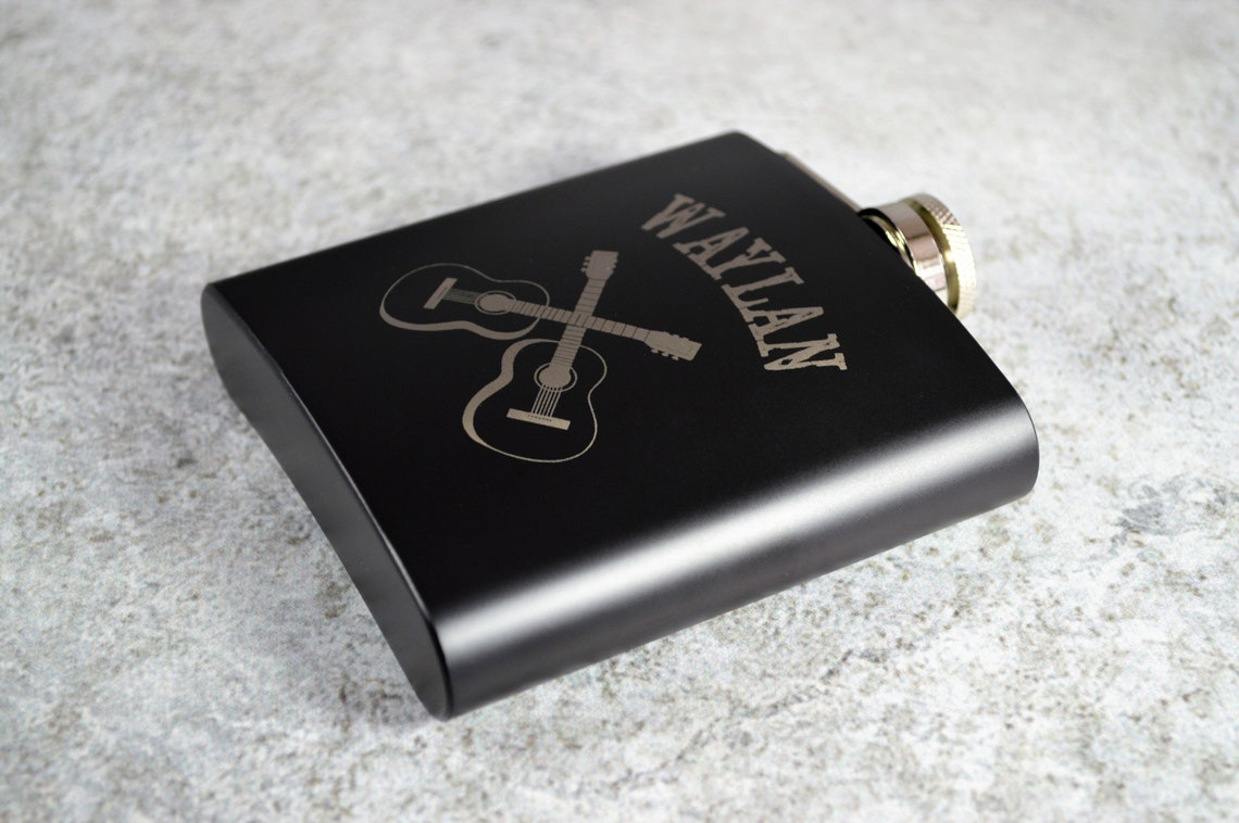 Personalized Matte Black Flask Custom Flask Musician Flask - Etsy