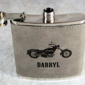 Personalized Leather Biker Flask Custom Biker Flask Personalized Flask ...