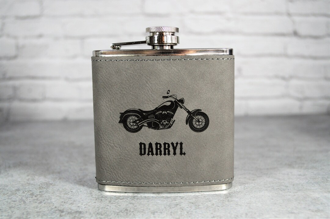 Personalized Leather Biker Flask Custom Biker Flask Personalized Flask ...
