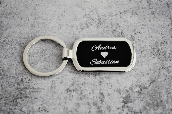 Personalized Rectangle Keychain Custom Engraved Keyring | Etsy