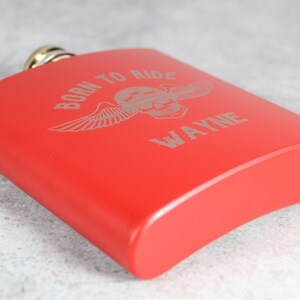 Personalized Matte Red Biker Flask Custom Biker Flask Personalized ...