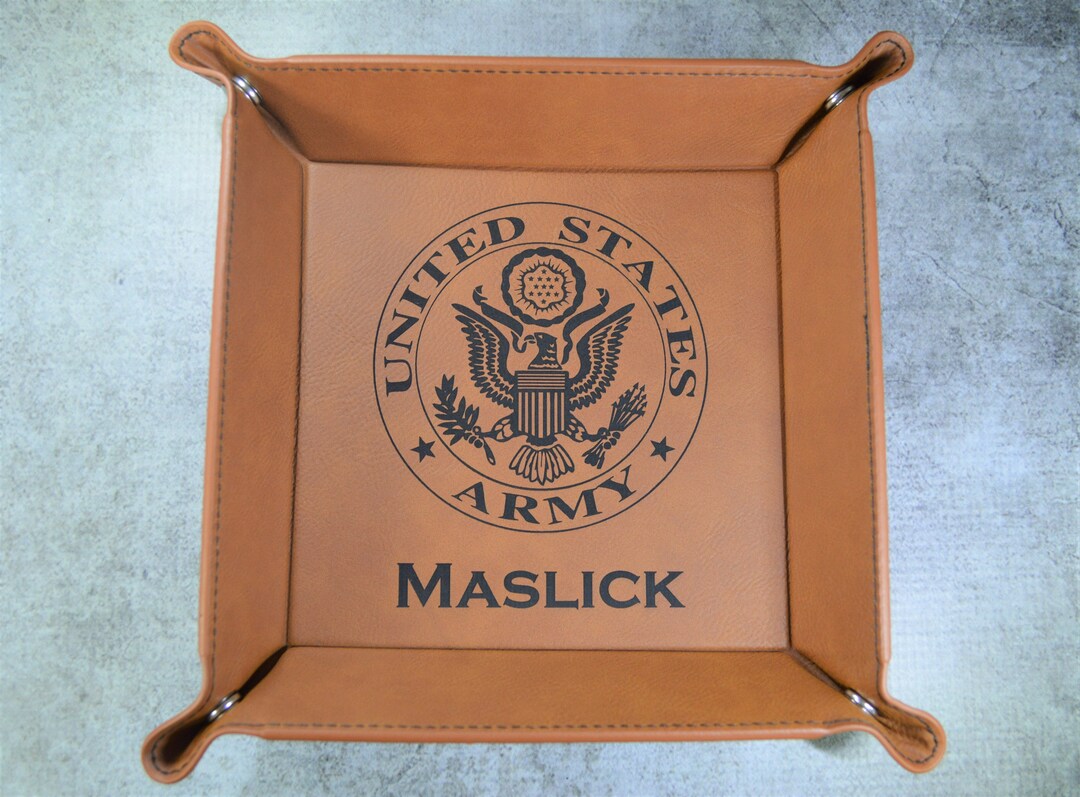 Custom Engraved Military Valet Tray Personalized Leather Tray Leather ...