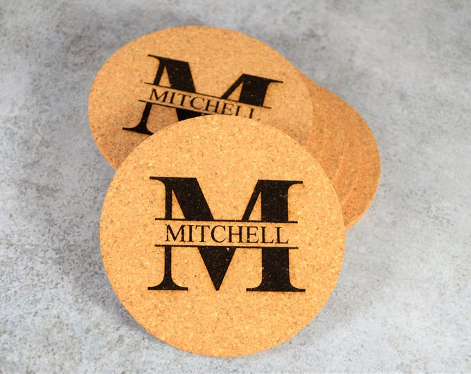 Rustic Cork Coaster Set 6 Personalized Coaster Set Engraved Rustic ...