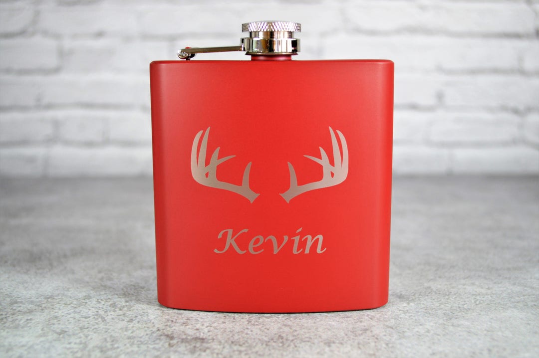 Personalized Matte Red Flask Custom Flask Personalized - Etsy
