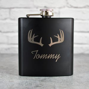 4 Personalized Matte Black Flasks Engraved Black Flask - Etsy
