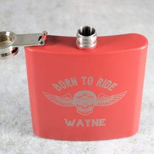 Personalized Matte Red Biker Flask Custom Biker Flask Personalized ...