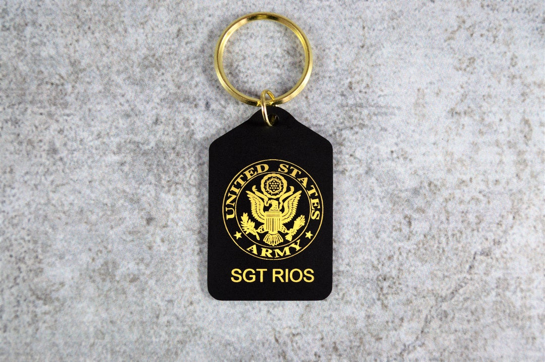 Personalized Keychain Custom Engraved Keyring Army Keychain Black ...