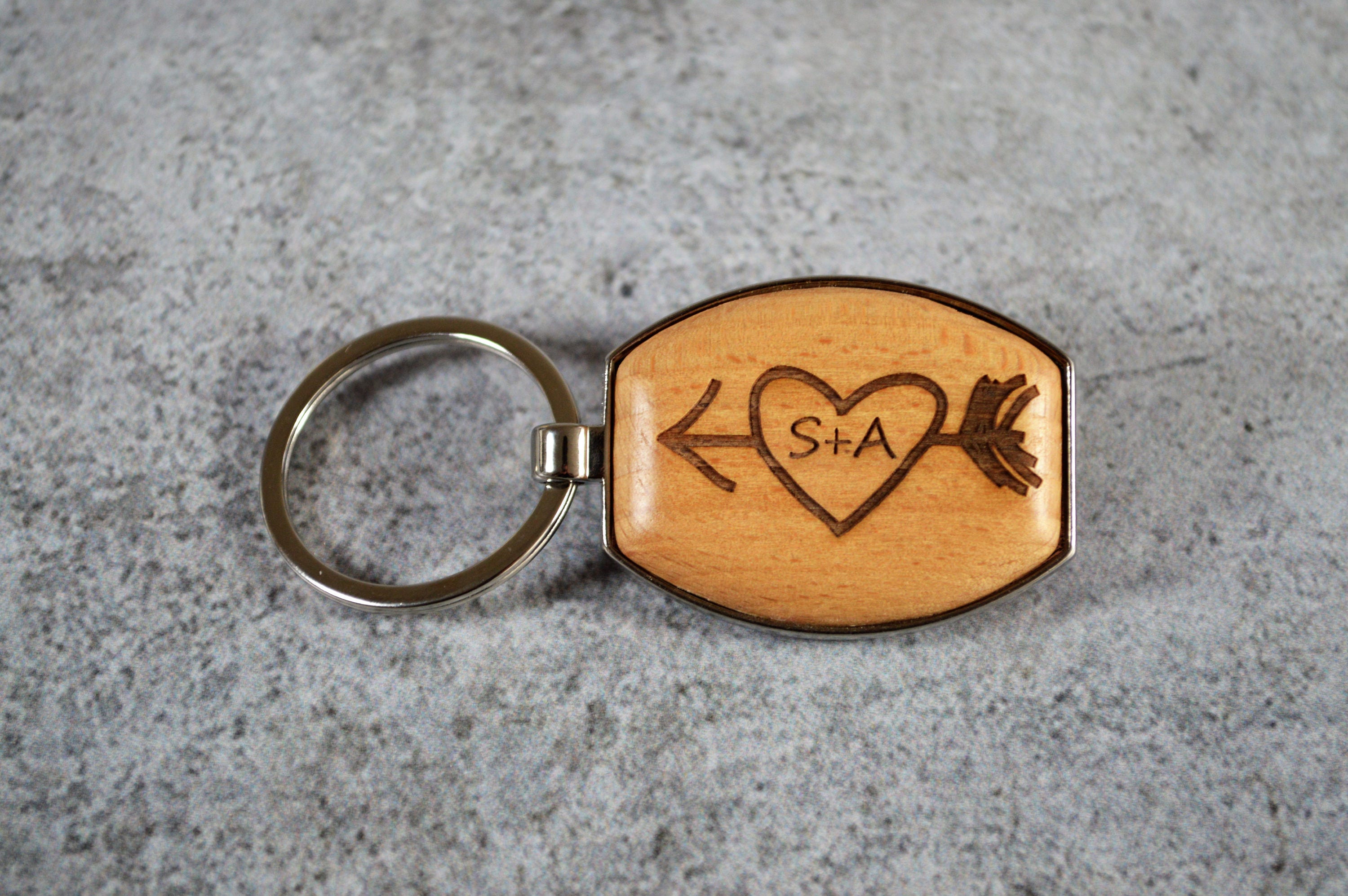 Custom Wood Keychain Custom Keyring Five Year Anniversary | Etsy