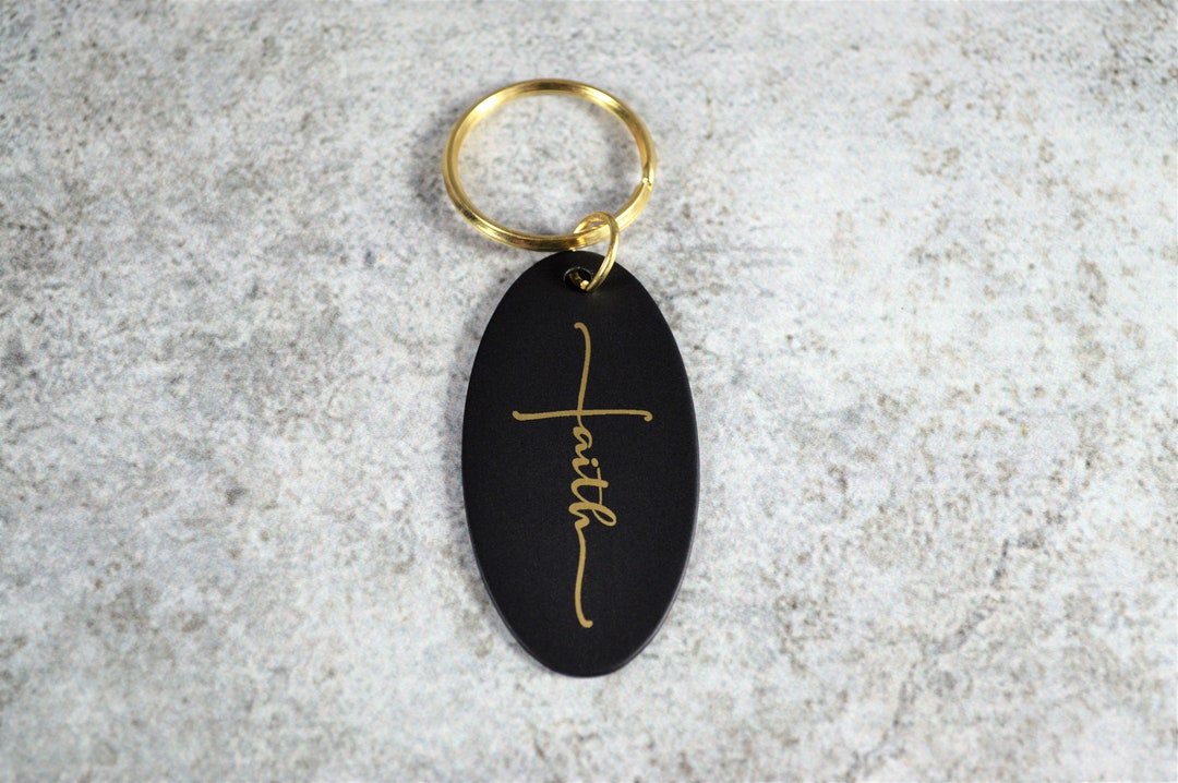 Custom Engraved Faith Keychain Custom Cross Keyring Baptism Keychain ...