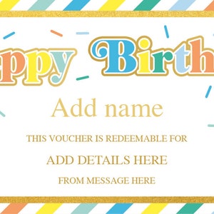 Editable Birthday Voucher, Printable Gift, Instant Download - A4 ...