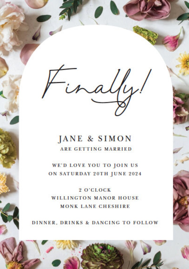 PRINT at HOME - Finally! - Wedding Invitations - Arch Shape, Funny ...