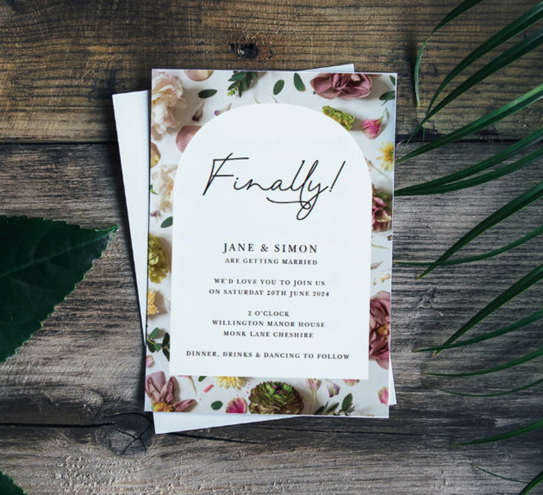 PRINT at HOME Finally Wedding Invitations Arch Shape, Funny, Quirky and ...