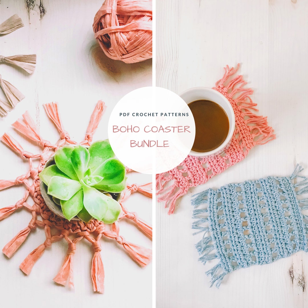 Crochet Pattern Bundle, Boho Coasters Bundle, PDF Download - Etsy