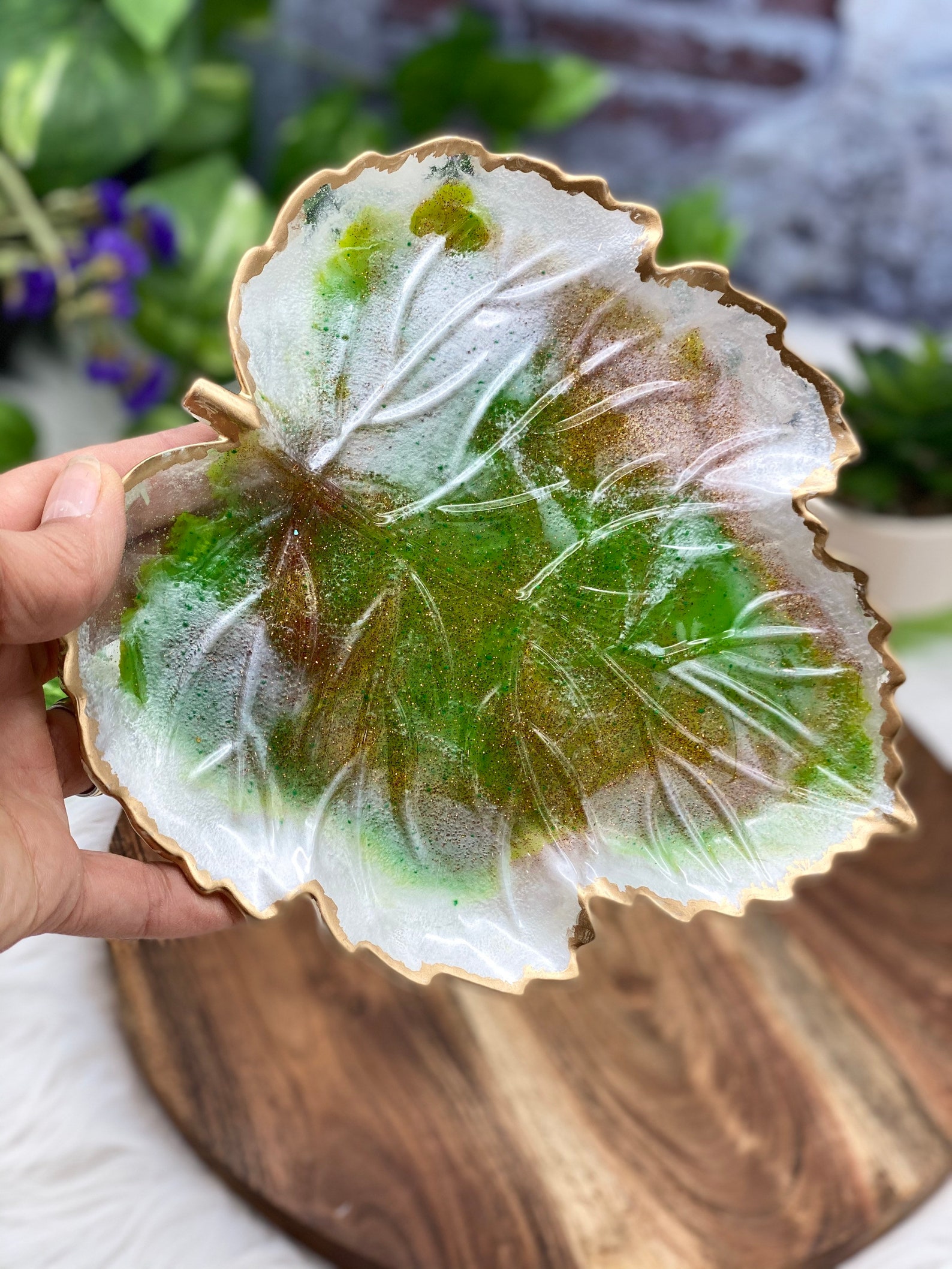 Handmade Maple Resin Leaf Trinket Dish Jewelry Bowl Tray Ring | Etsy