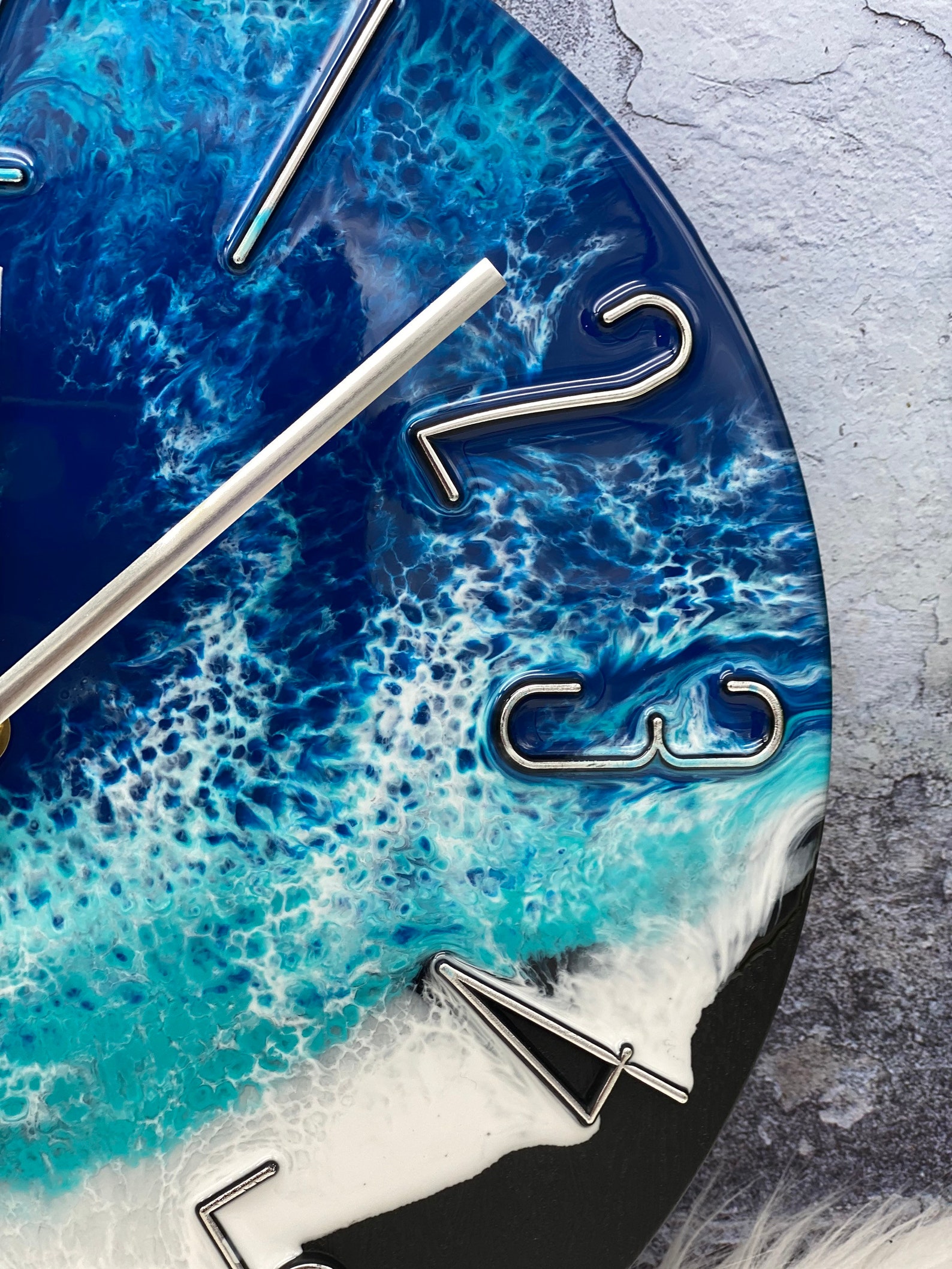 Beach Decor Large Ocean Clock Ocean Water Blue Abstract Fluid ...