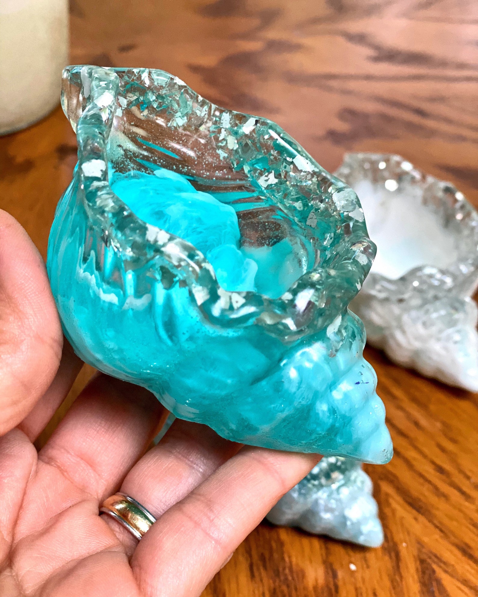 Handmade Resin Conch Shell Trinket Dish Stocking Stuffer - Etsy