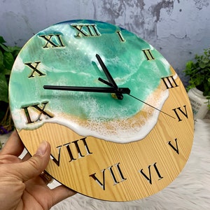 Wave Clock, Resin Wave Art, Beach Decor Resin Art, Ocean Clock for Wall ...
