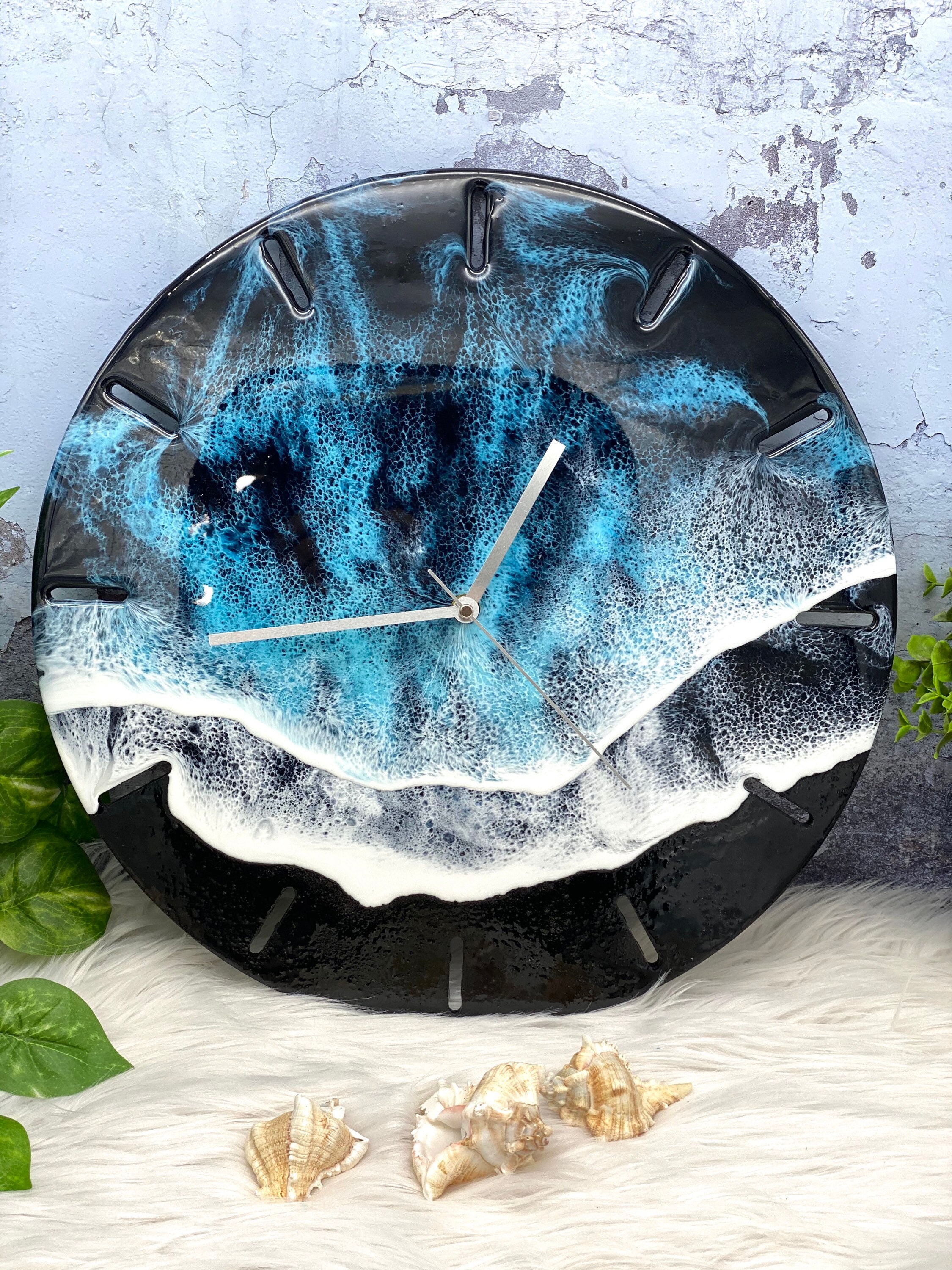Wave Clock Resin Wave Art Beach Decor Resin Art Ocean Clock - Etsy