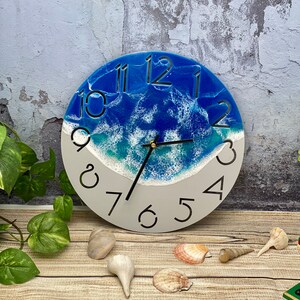 Wave Clock, Resin Wave Art, Beach Decor Resin Art, Ocean Clock for Wall ...