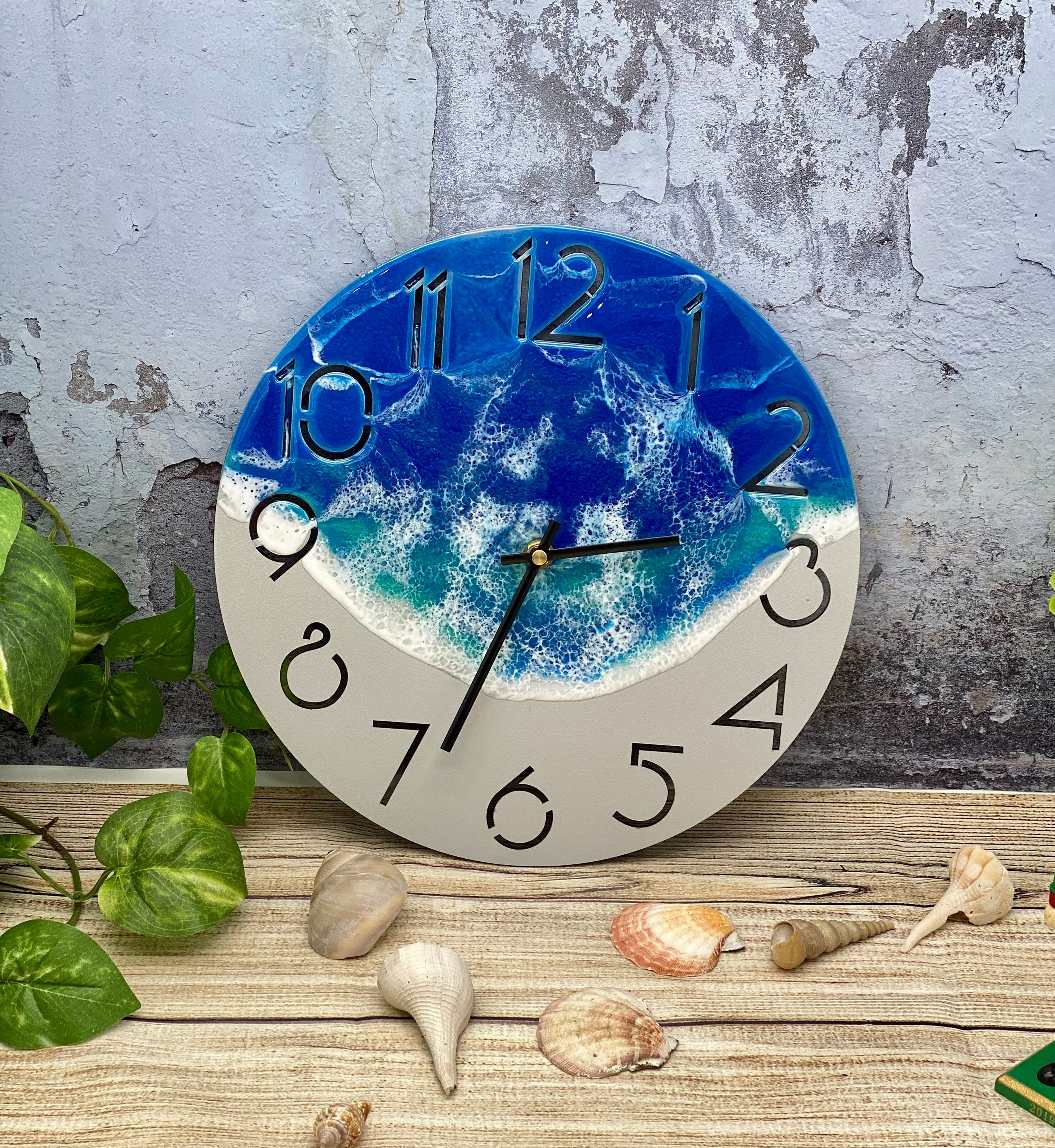 Wave Clock, Resin Wave Art, Beach Decor Resin Art, Ocean Clock for Wall ...