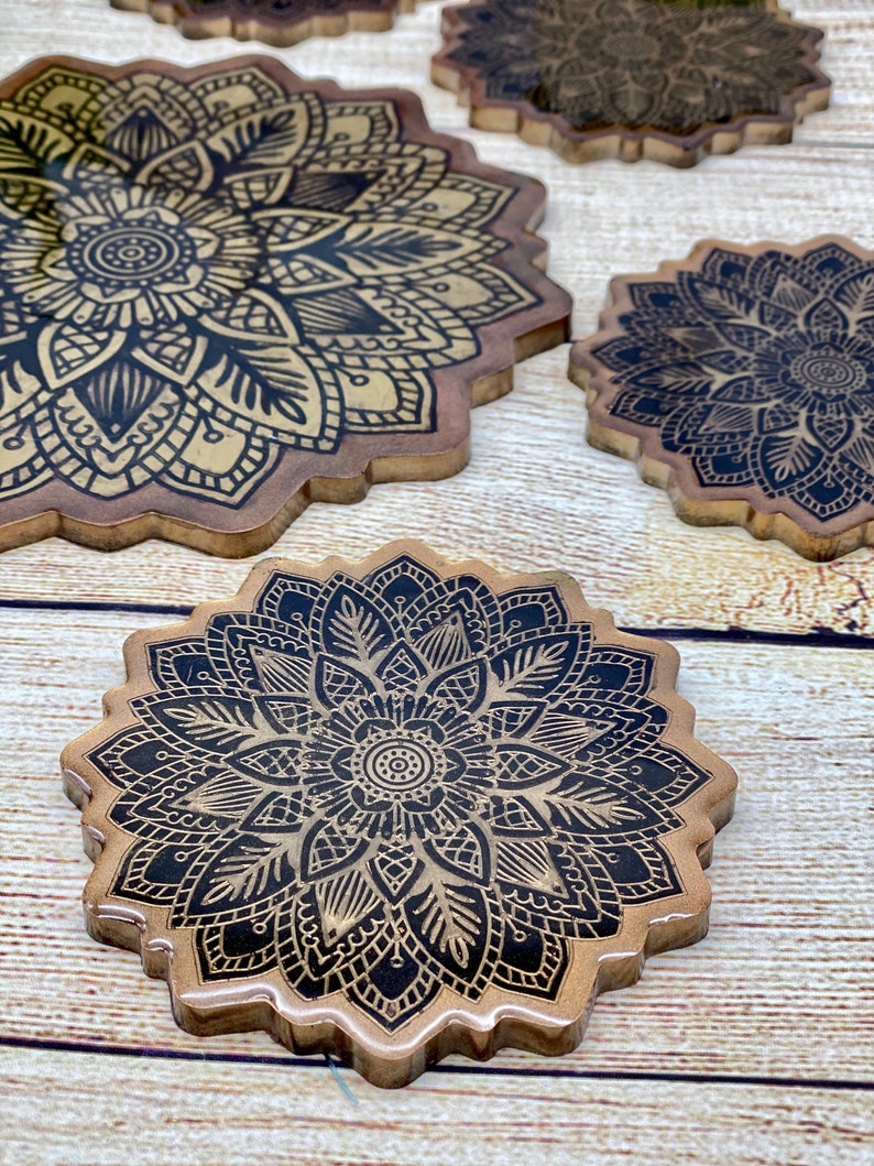 Mandala Serving Tray With Coasters Jewelry Platter Vanity Tray Makeup ...