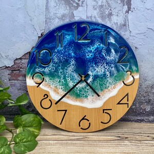 Wave Clock, Resin Wave Art, Beach Decor Resin Art, Ocean Clock for Wall ...