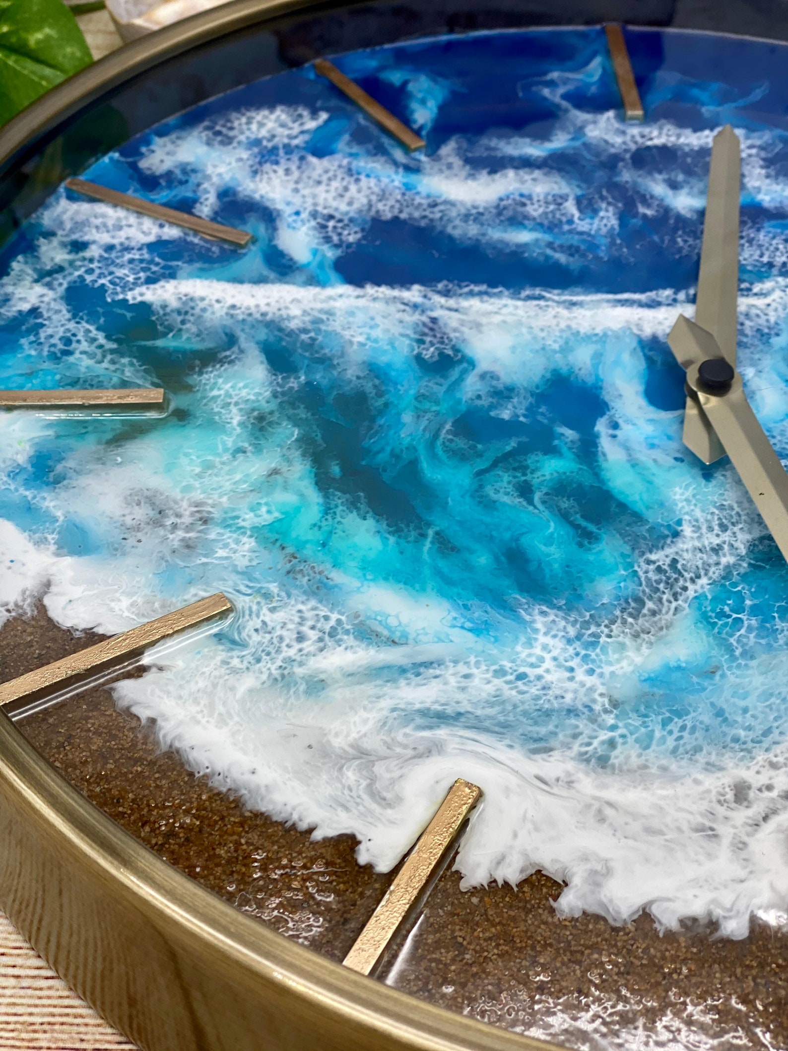 Beach Decor Large Ocean Clock Ocean water blue Abstract fluid | Etsy