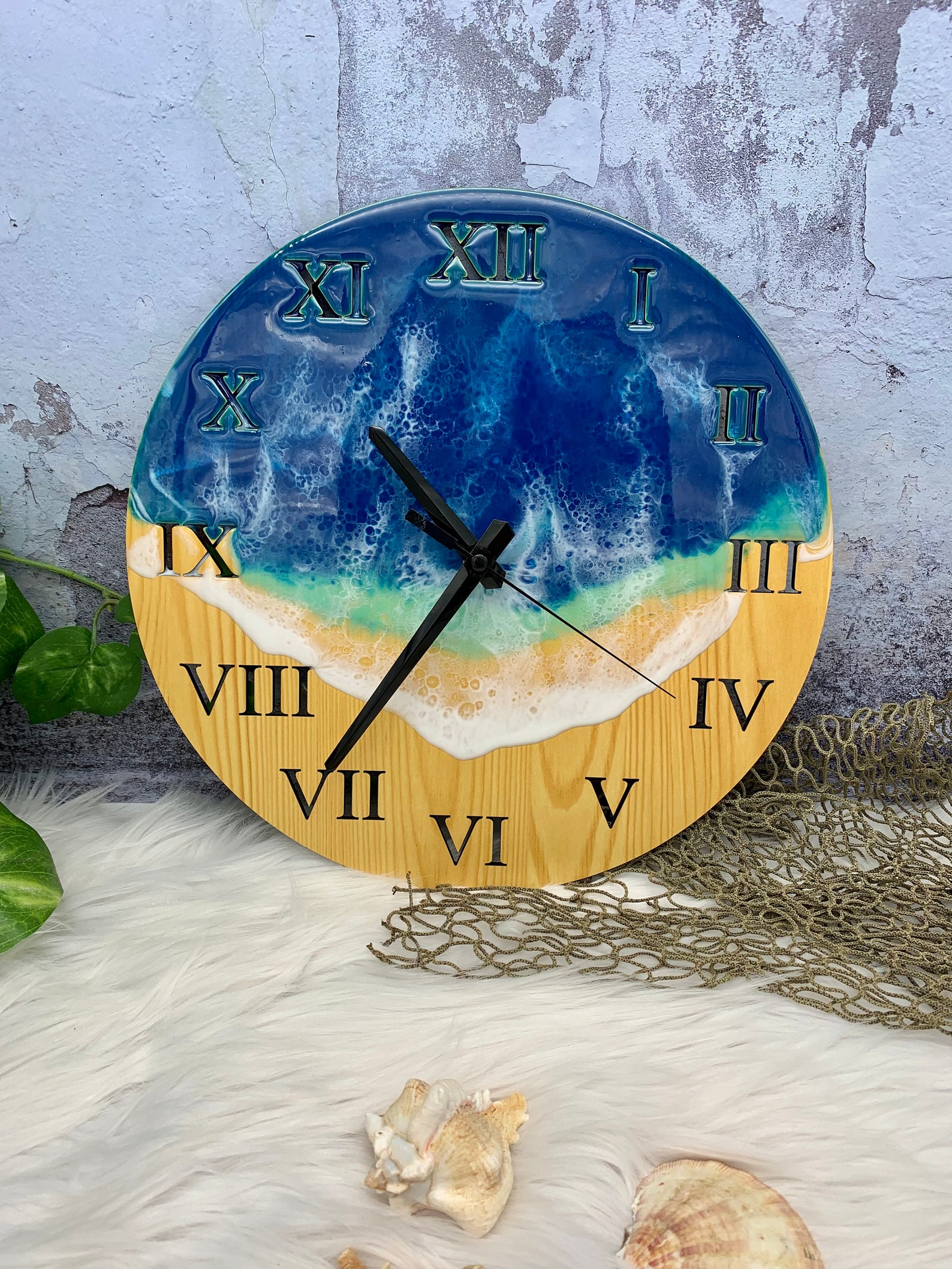 Wave Clock, Resin Wave Art, Beach Decor Resin Art, Ocean Clock for Wall ...