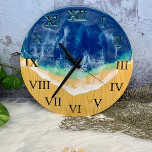 Wave Clock, Resin Wave Art, Beach Decor Resin Art, Ocean Clock for Wall ...