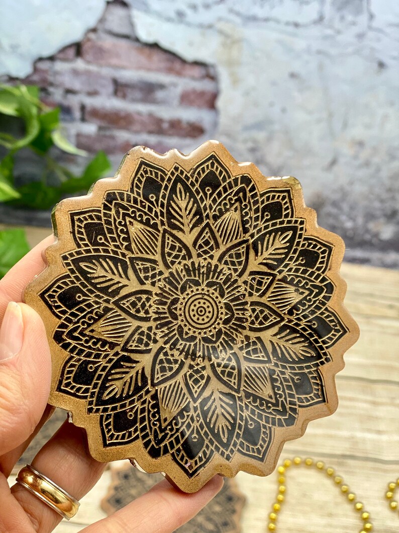 Mandala Serving Tray With Coasters Jewelry Platter Vanity Tray Makeup ...