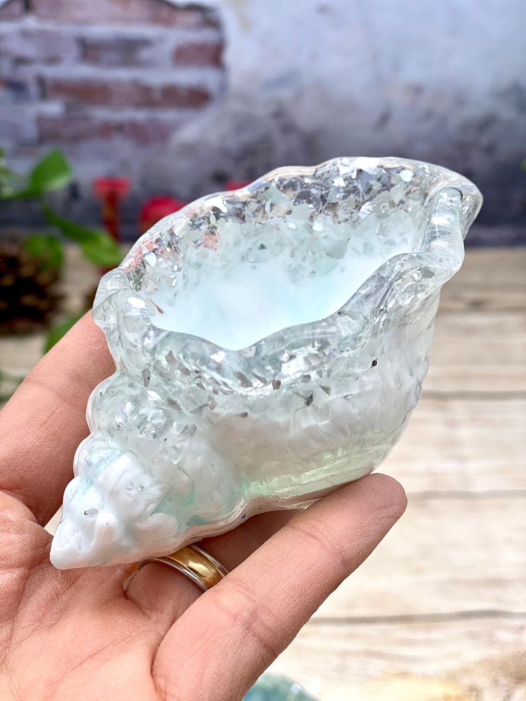 Handmade Resin Conch Shell Trinket Dish Stocking Stuffer Christmas Gift ...