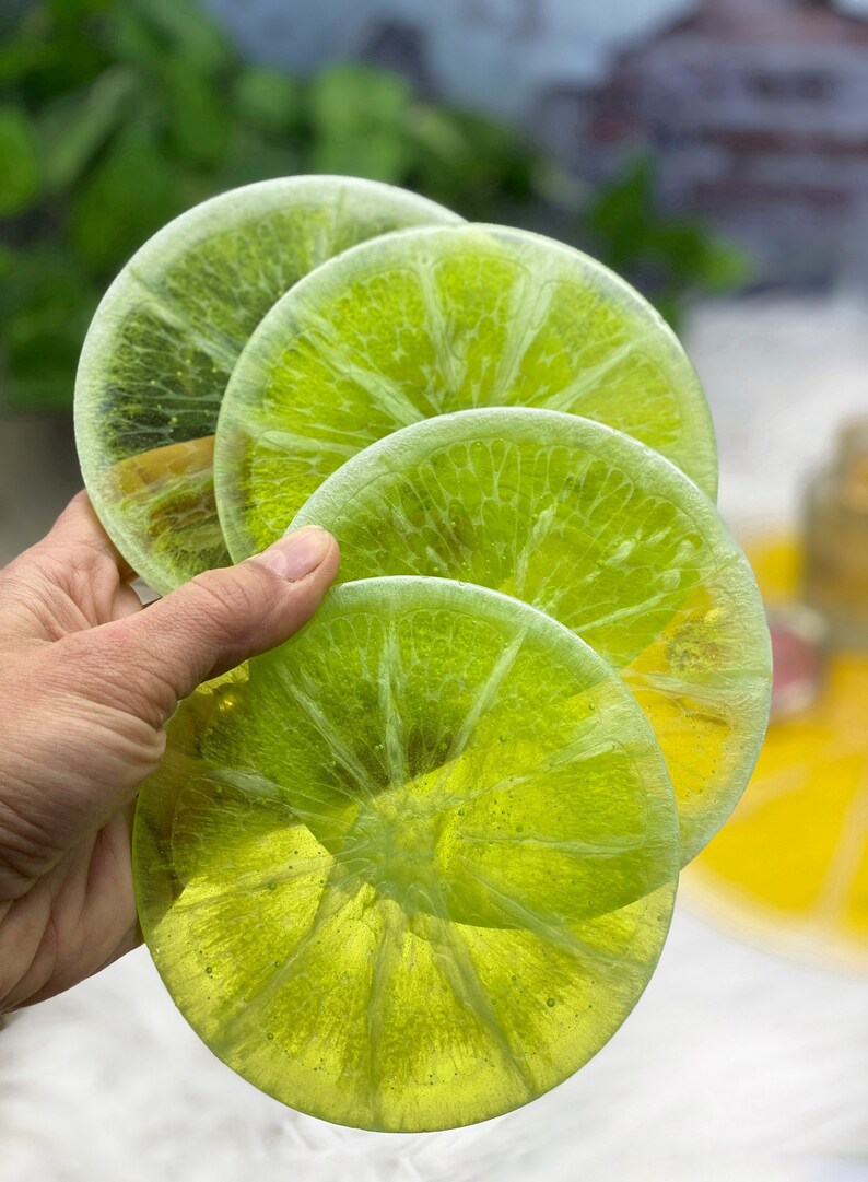 Lemon Lime Orange Resin Tray With 4 Coasters, Resin Jewelry Tray ...