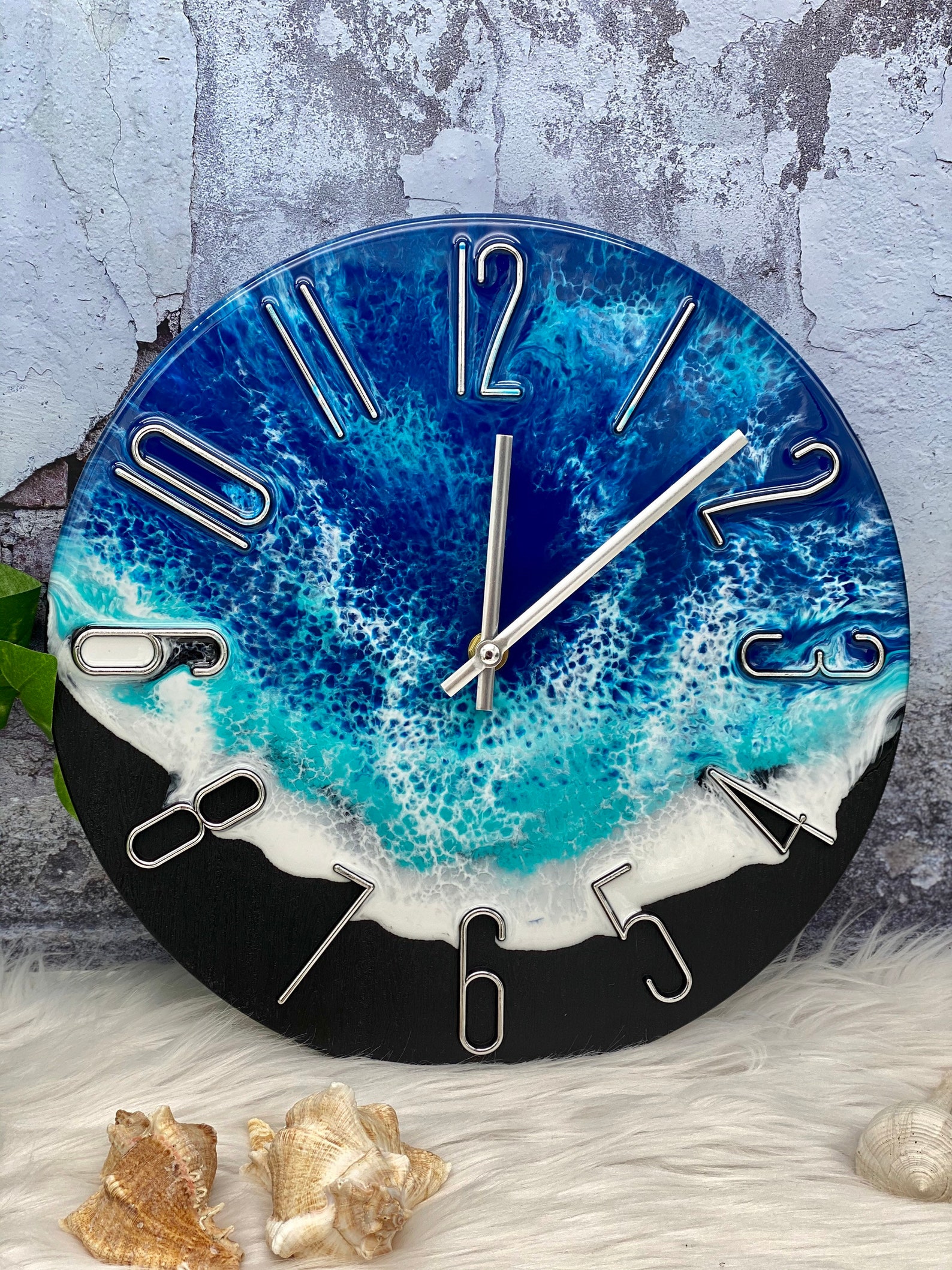 Beach Decor Large Ocean Clock Ocean Water Blue Abstract Fluid - Etsy