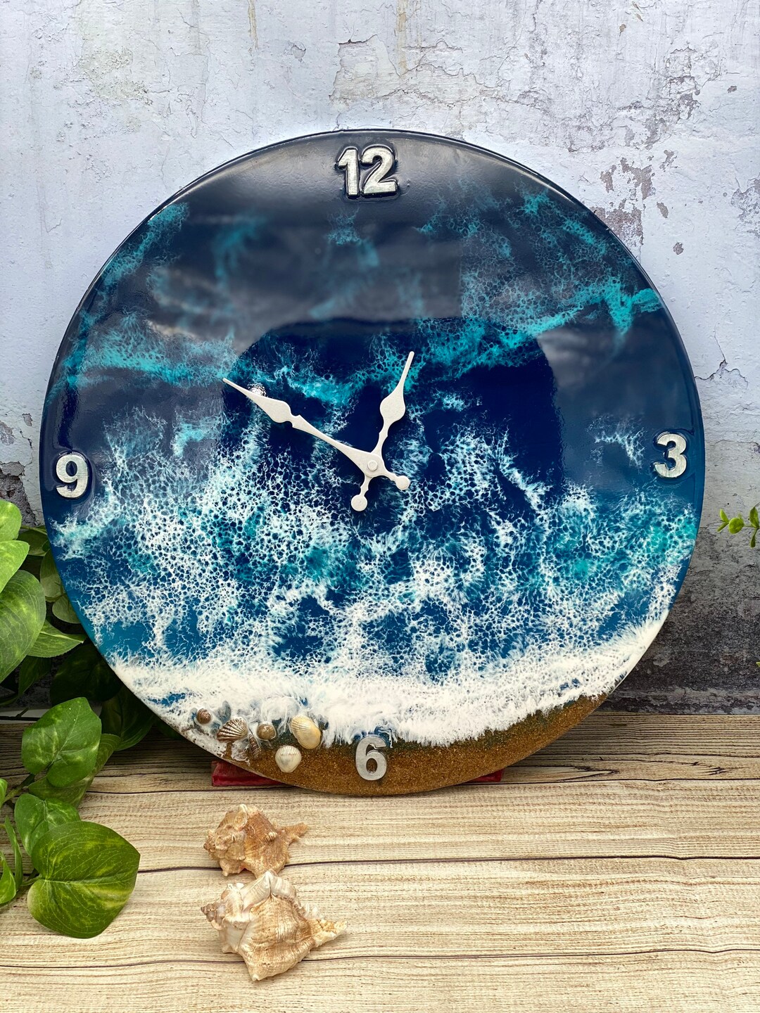 Wave Clock, Resin Wave Art, Beach Decor Resin Art, Ocean Clock for Wall ...
