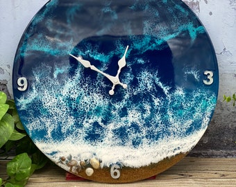 Clock for Wallepoxy Resin Beach Clockepoxy Wall Clock - Etsy